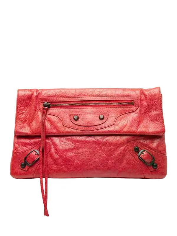 Balenciaga 2003-2022 Lambskin Motocross Classic City Clutch - Red