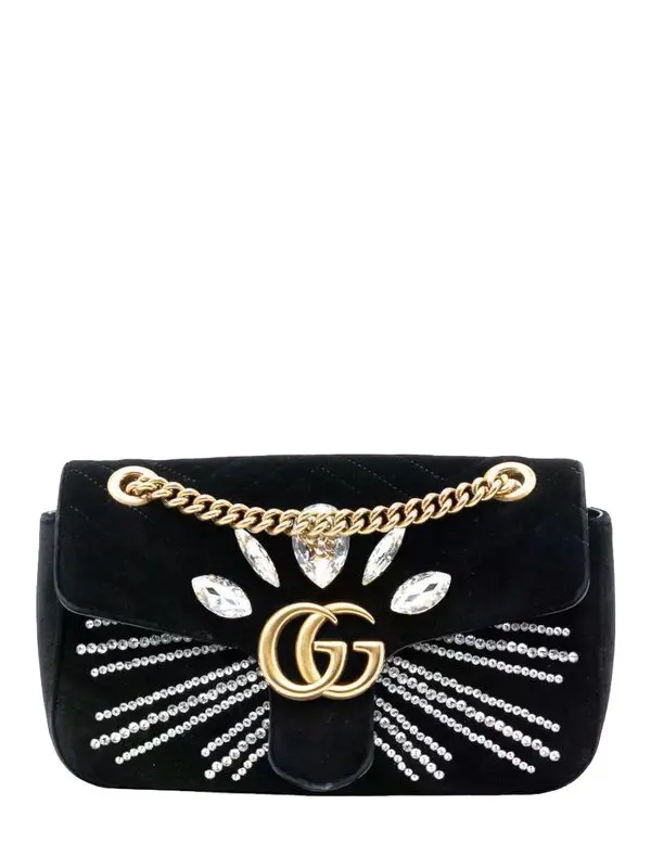 Gucci Gg Marmont Matelasse Velvet Shoulder Bag - Black