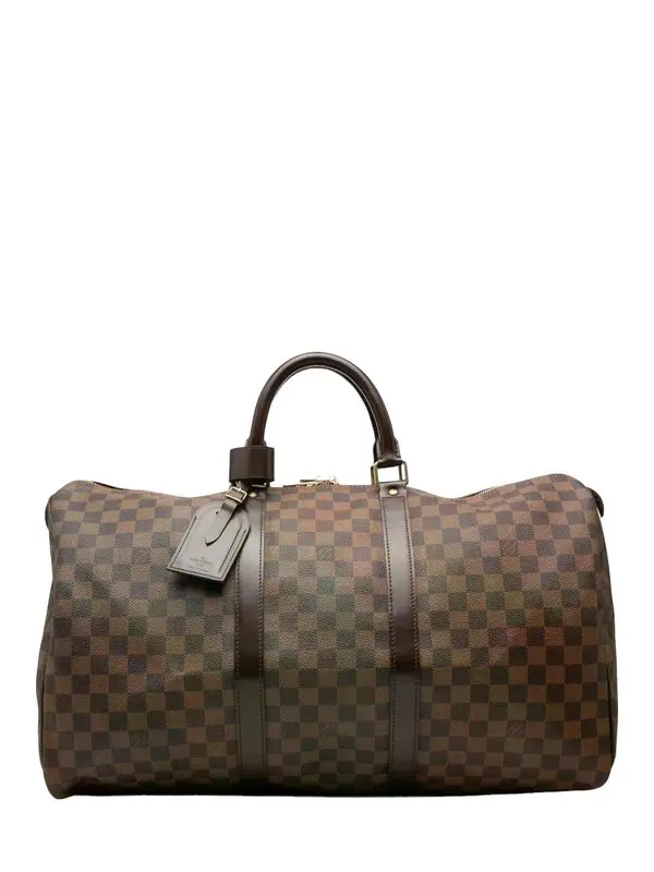 LOUIS VUITTON 2007 Damier Ebene Keepall 50 Travel Bag - Brown