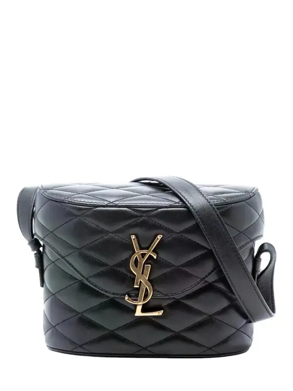 Saint Laurent Quilted Lambskin Monogram June Box Bag - Black
