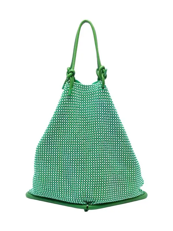 Bottega Veneta Nylon Crochet Folding Shopper Tote Bag - Green