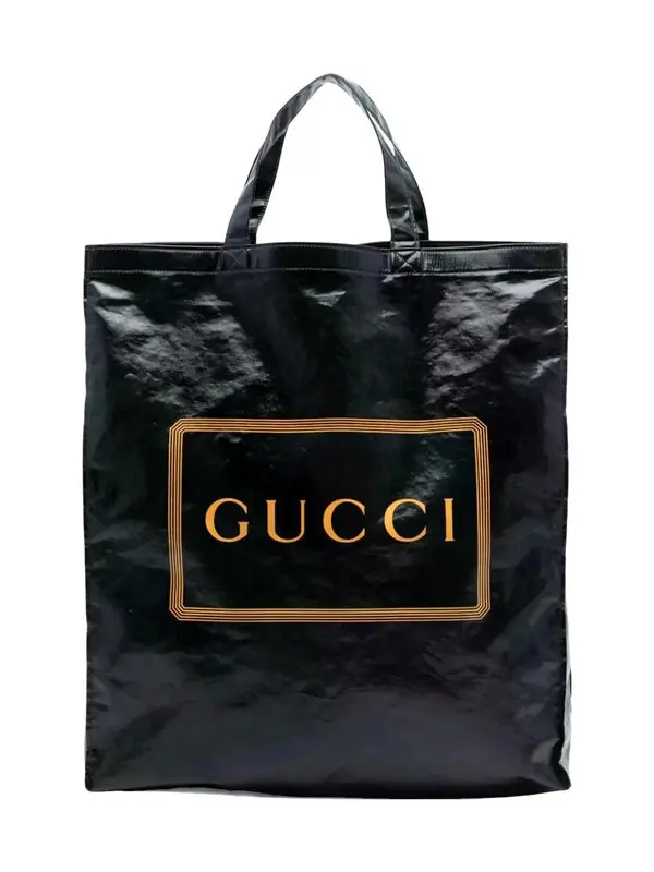 Gucci 2016-2026 Pvc Coated Canvas Logo Montecarlo Tote Bag - Black