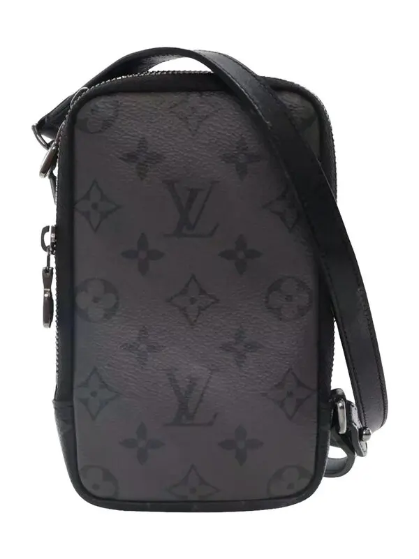 LOUIS VUITTON Monogram Eclipse Reverse Double Phone Pouch Crossbody Bag - Black