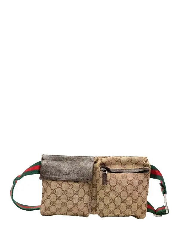 Gucci Gg Canvas Web Double Pocket Belt Bag 2000-2015 - Brown