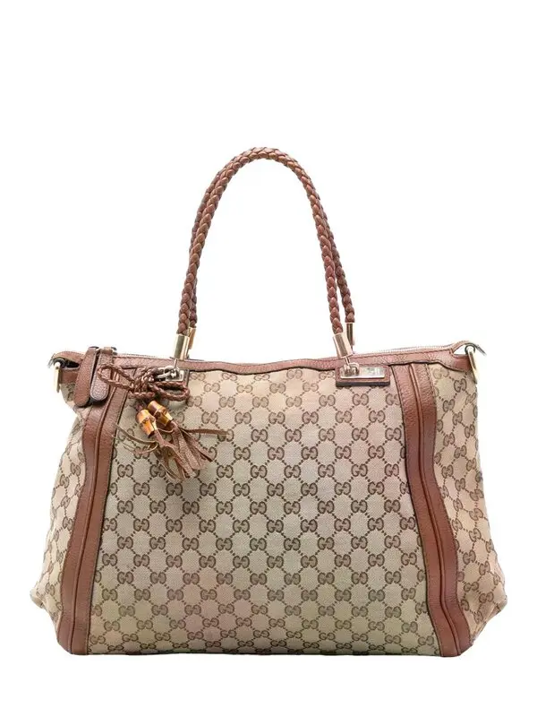 Gucci Large Gg Canvas Bella Satchel - Brown