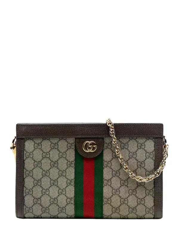 Gucci Gg Supreme Ophidia Chain Crossbody Bag - Brown