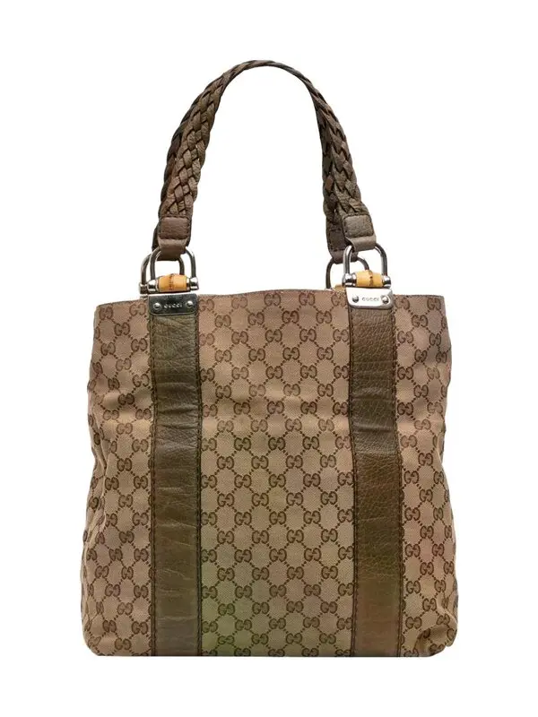 Gucci Gg Canvas Bamboo Libeccio Tote Bag - Brown