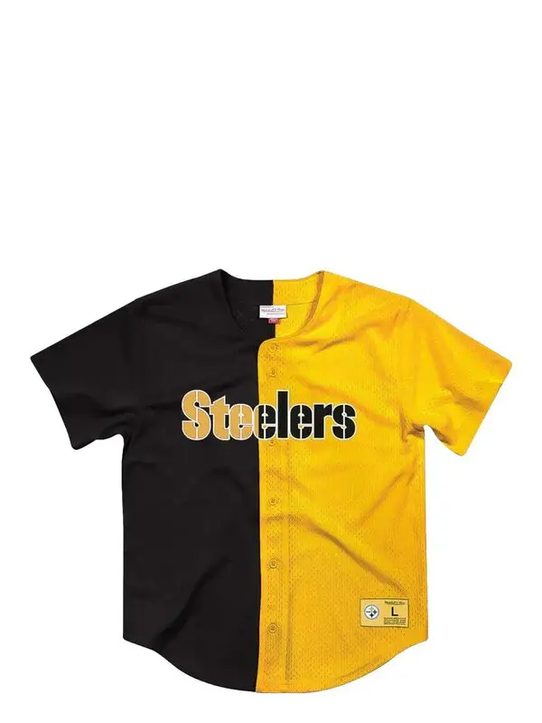 Mitchell & Ness Nfl Pittsburgh Steelers Button Shirt - Black