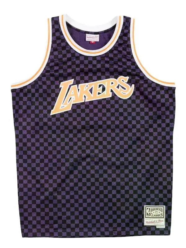 Mitchell & Ness X Nba Los Angeles Lakers Checked Swingman Top - Purple