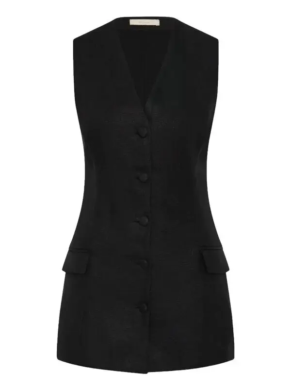 Faithfull The Brand Eloise Linen Vest - Black