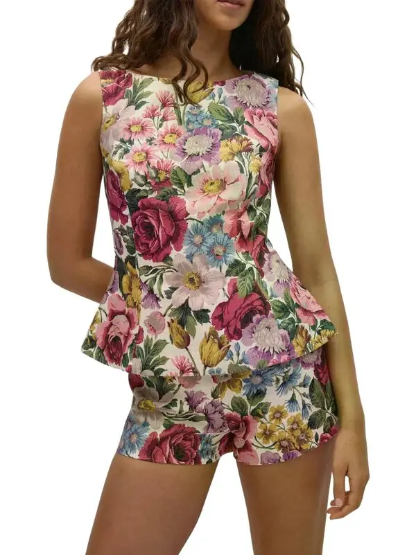 Faithfull The Brand Ana Floral Print Linen Top - Neutrals