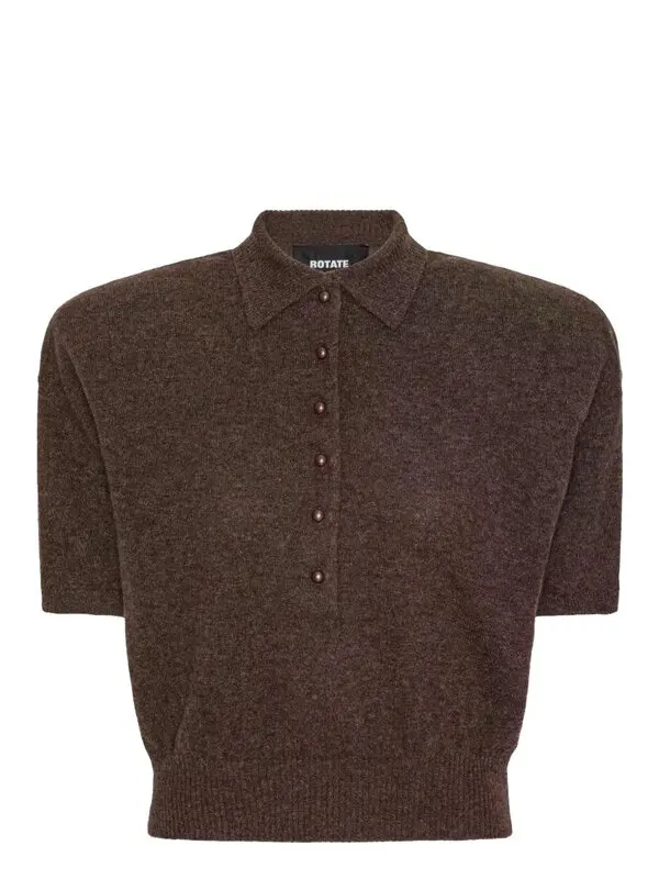 ROTATE BY BIRGER CHRISTENSEN Button-up Polo Top - Brown