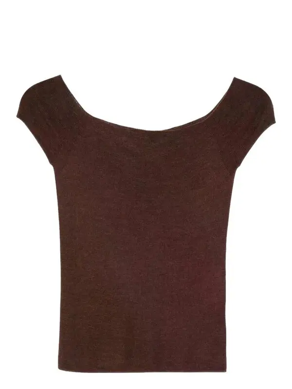 Eric Bompard Ribbed Knitted Top - Brown