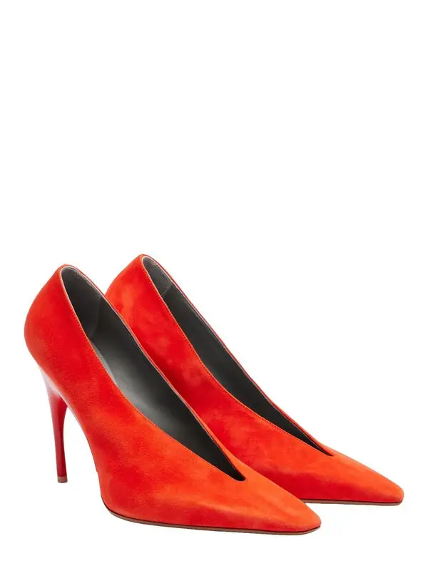 Balenciaga Duchesse Suede Pumps - Red