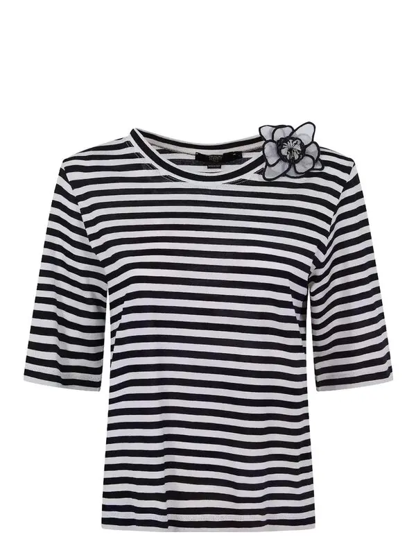 Seventy Flower Striped T-shirt - Blue