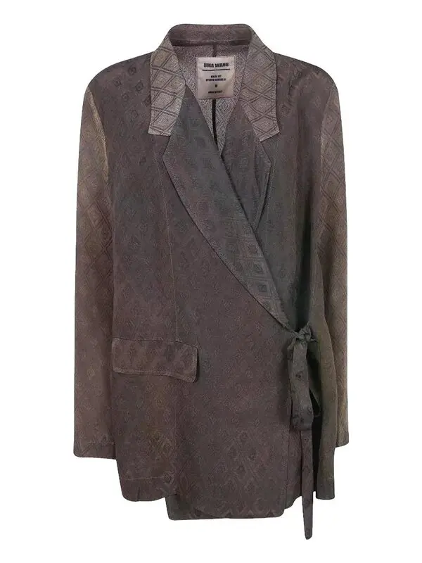 UMA WANG Printed Wrap Jacket - Brown