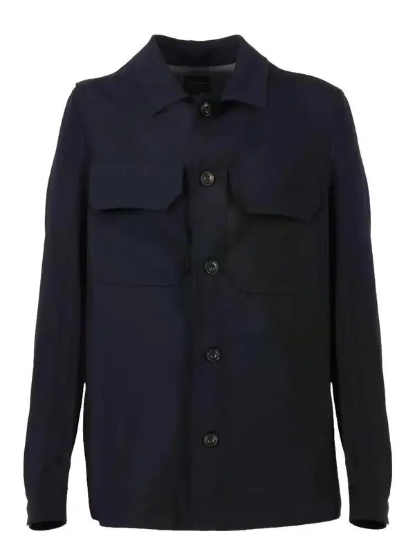 BRANDO Buttoned Flap-pocket Overshirt - Blue