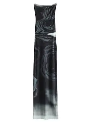 Jean Paul Gaultier Mesh Printed Long Dress - 010200 White/grey/black