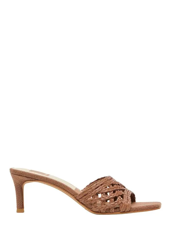 DOLCEVITA Bowen Raffia Mule Heels - Cognac Raffia