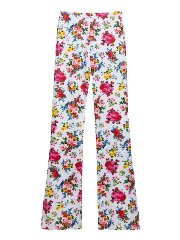 MSGM Floral Flared Trousers - White