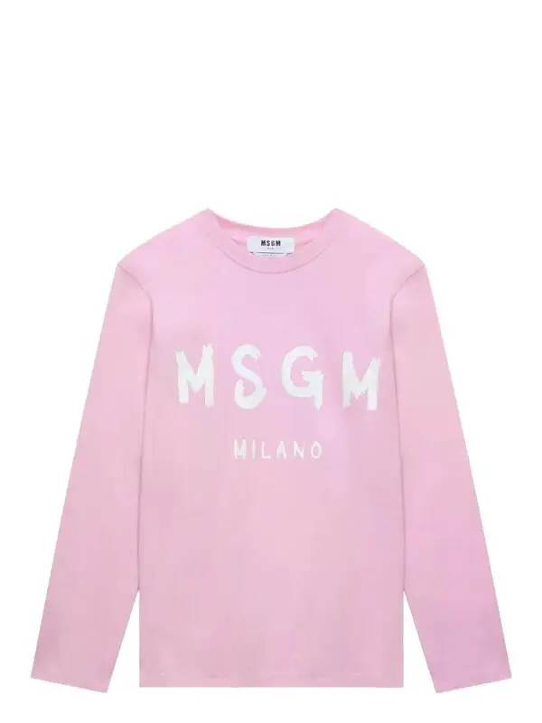 MSGM Logo-print Long-sleeve T-shirt - Pink