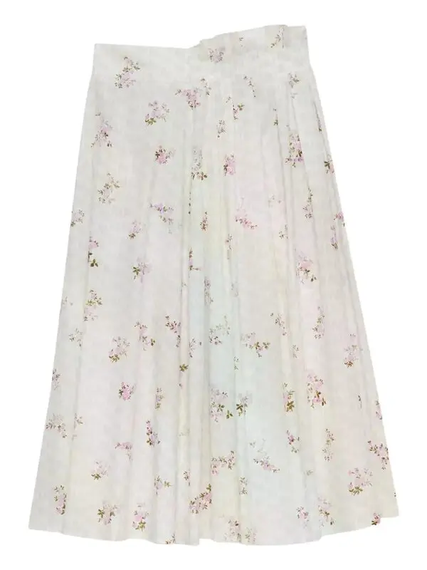 MSGM Floral-print Pleated Midi Skirt - Neutrals