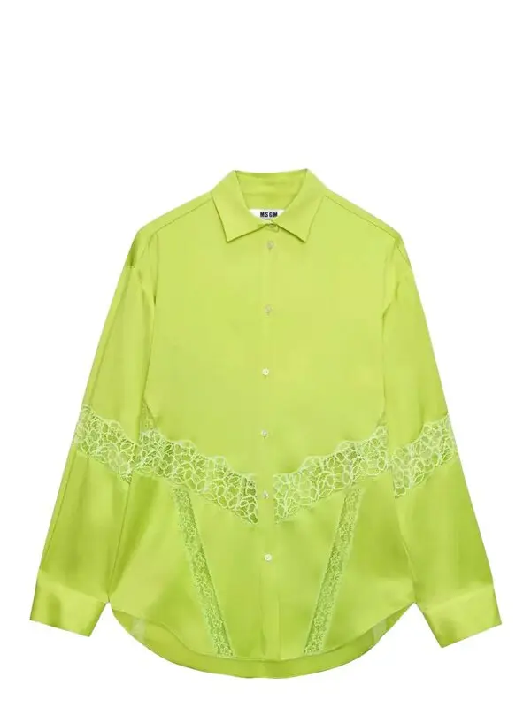 MSGM Lace Panel Shirt - Green