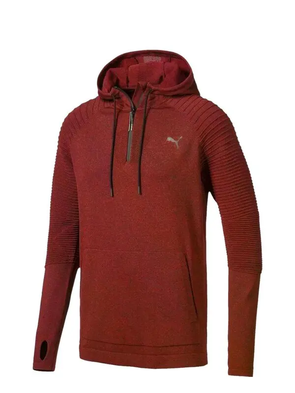 PUMA Ribbed Half-zip Hoodie - Red