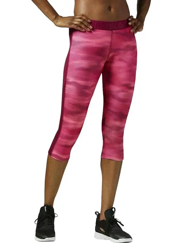 REEBOK Workout Ready Printed Capri Leggings - Pink