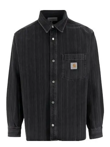 Carhartt Wip Rylan Shirt - Striped Black Stone Washed