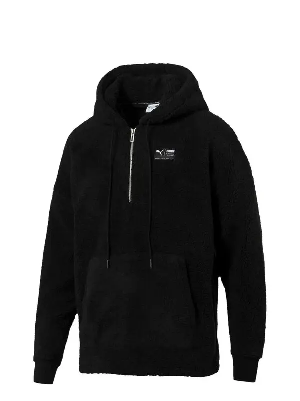 PUMA Logo-patch Fleece Hoodie - Black