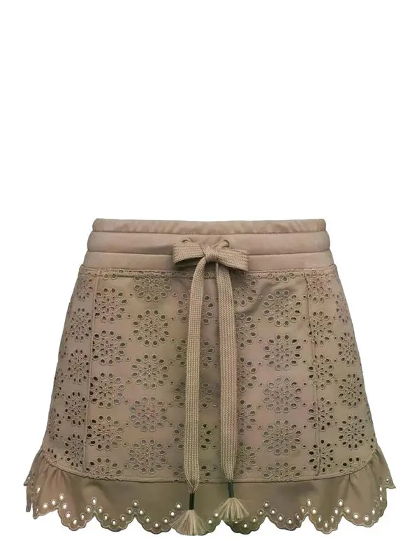 PUMA X Fenty Scalloped Eyelet Mini Skirt - Neutrals