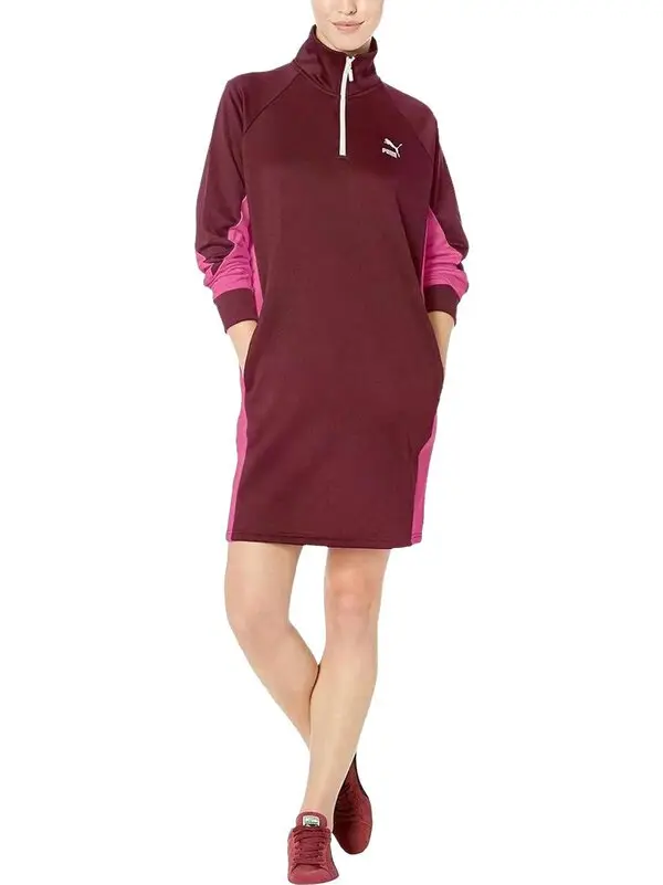 PUMA Quarter-zip Long-sleeve Dress - Red