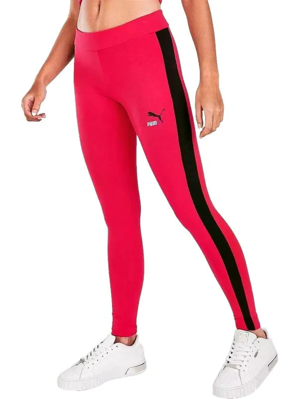 PUMA Berry Glitz T7 Striped Leggings - Pink