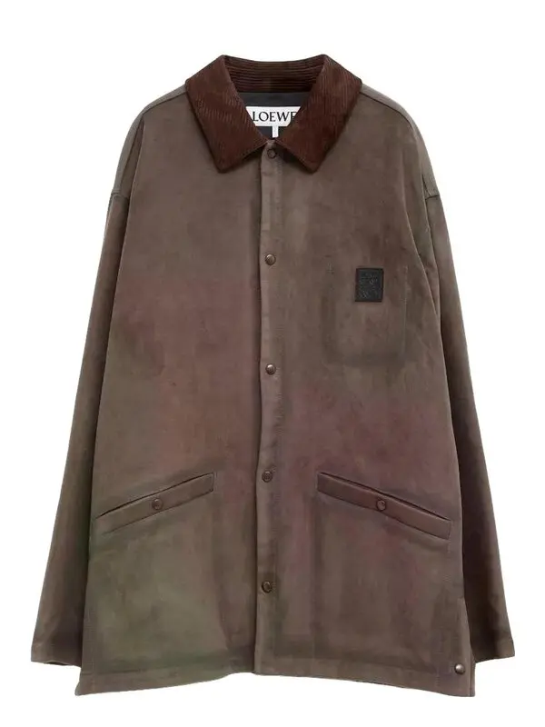 Loewe Corduroy-collar Logo-patch Jacket - Brown