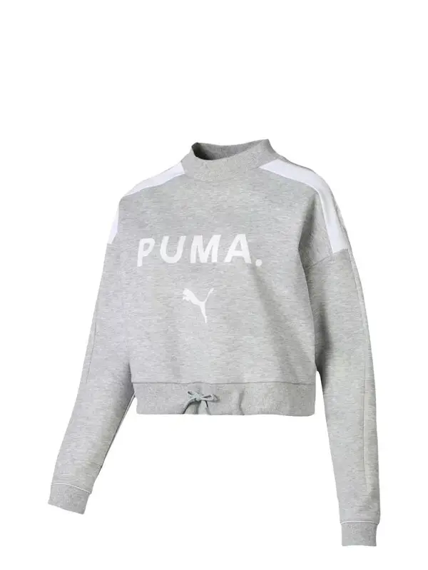 PUMA Logo-print Cropped Sweatshirt - Grey