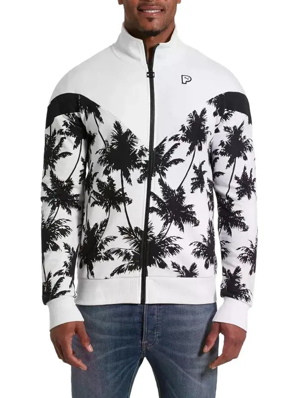 PUMA Palm-print Zip-up Sweater - White