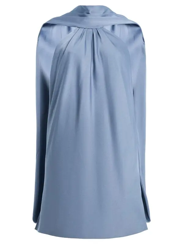 Simkhai Toni Satin Cape Mini Dress - Light Blue