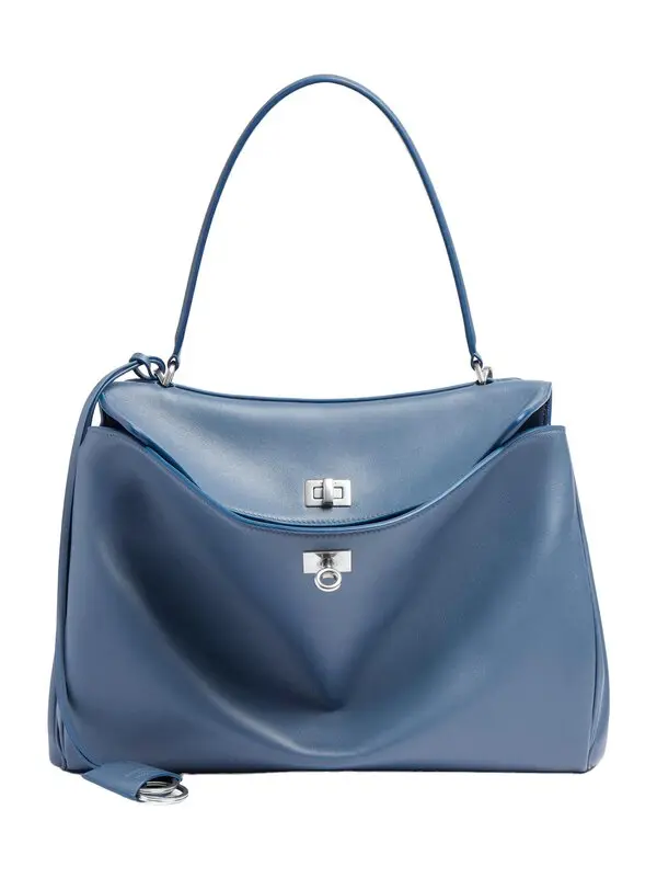 Balenciaga Rodeo Medium Leather Top Handle Bag - Blue