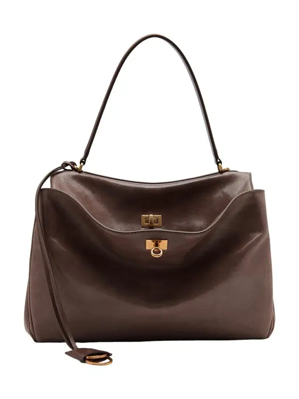 Balenciaga Rodeo Medium Leather Top Handle Bag - Brown