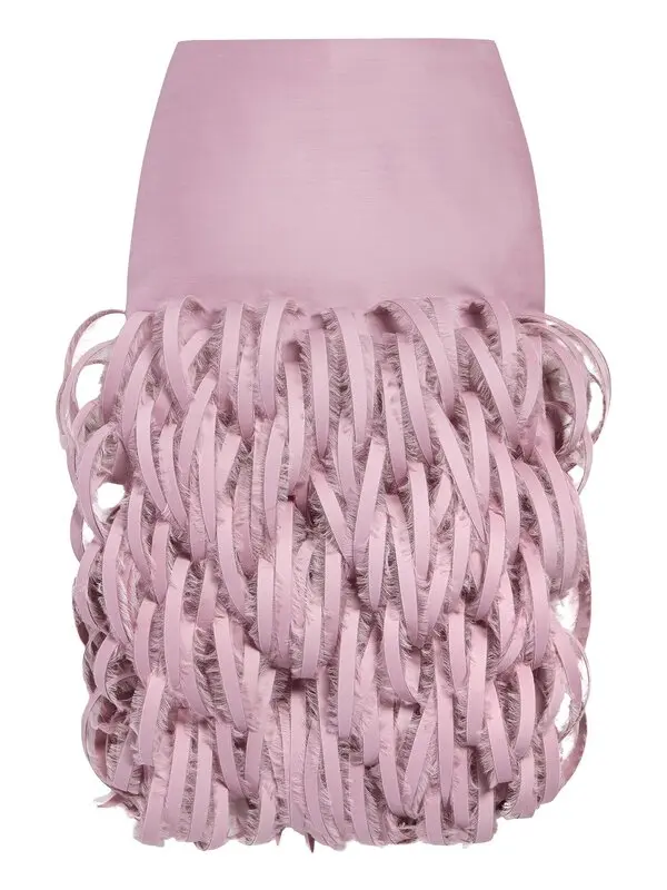 Balenciaga Feather-embroidered Midi Skirt - Light Pink