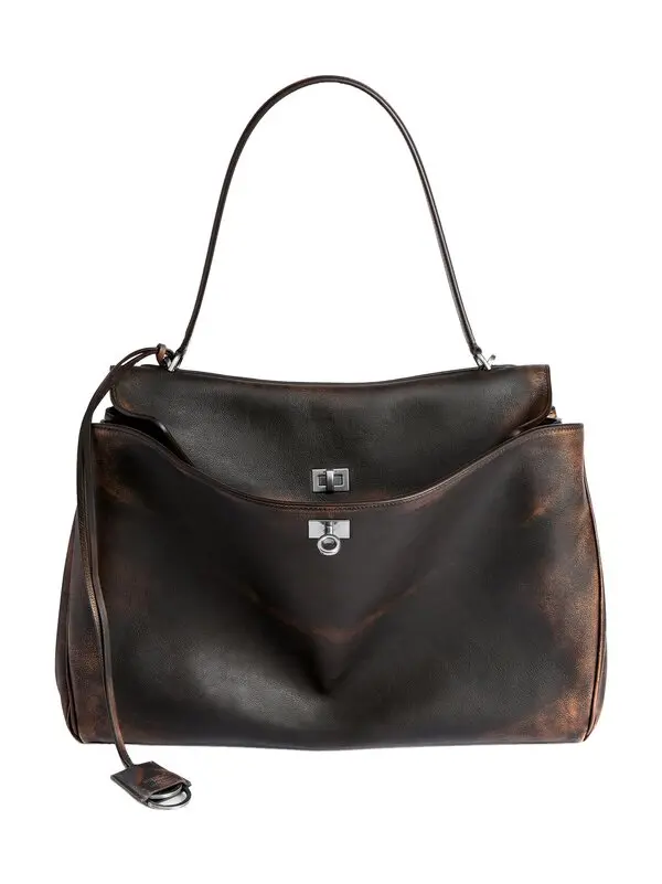 Balenciaga Rodeo Large Leather Top Handle Bag - Brown