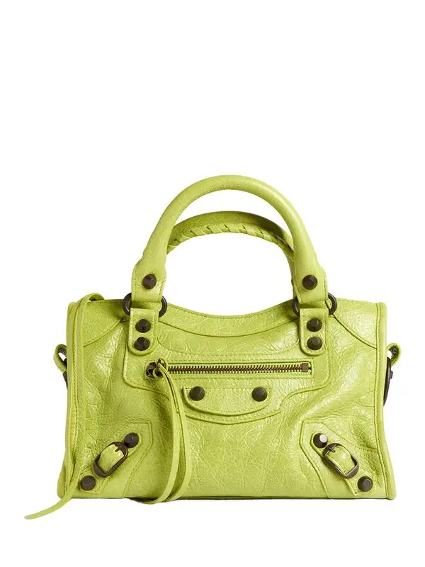 Balenciaga Le City Mini Leather Bag - Lime Green