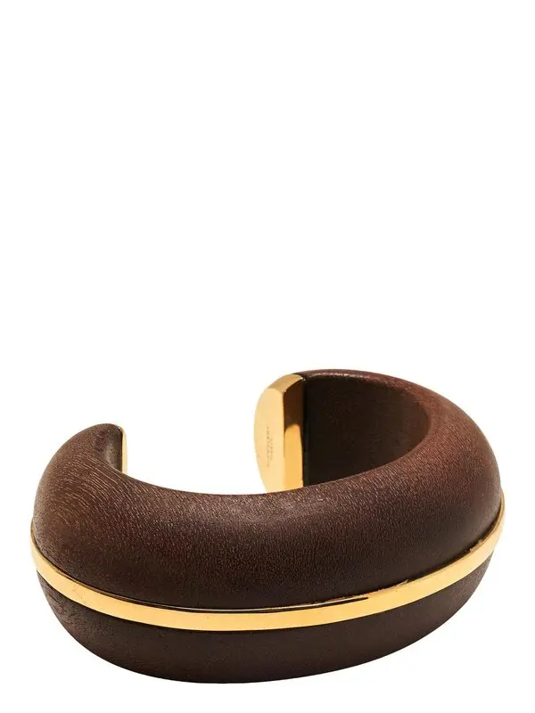 LIZZIE FORTUNATO Halo Cuff In Acacia Wood - Brown