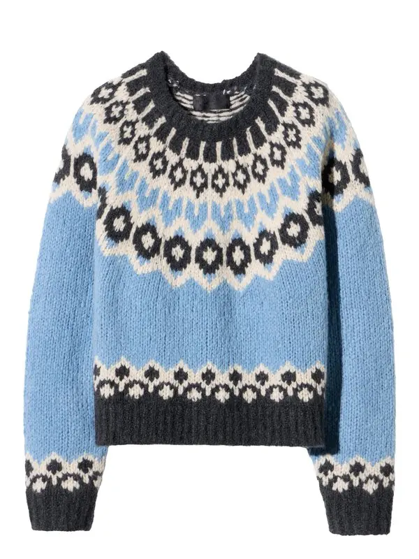 NILI LOTAN Isaline Fair Isle Cashmere Sweater - Blue