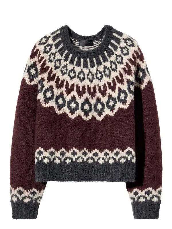 NILI LOTAN Isaline Fair Isle Cashmere Sweater - Burgundy