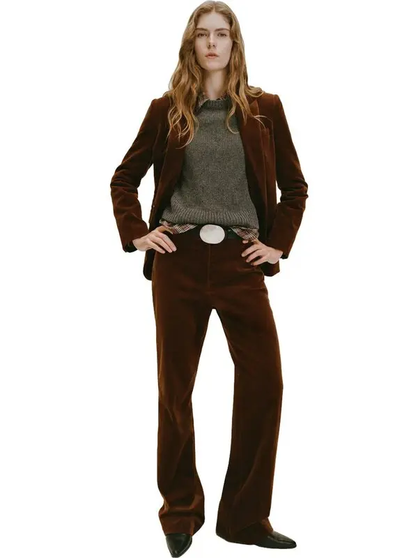 NILI LOTAN Cotton-blend Straight-leg Pants - Burgundy