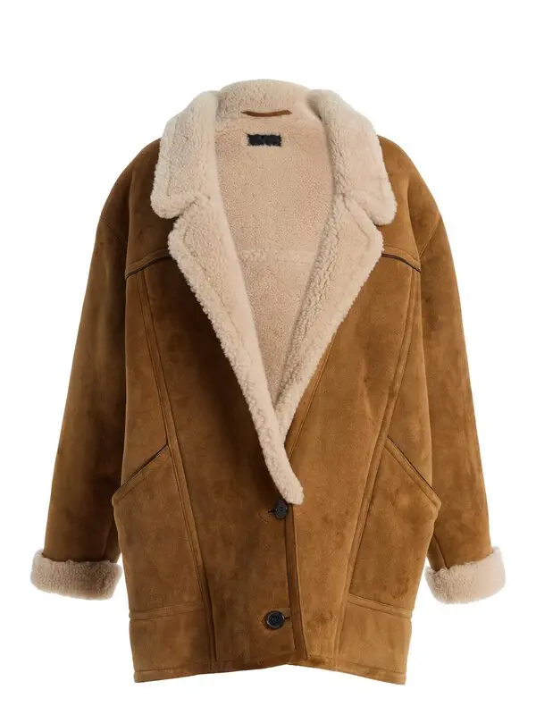 NILI LOTAN Noelle Shearling Coat - Tan