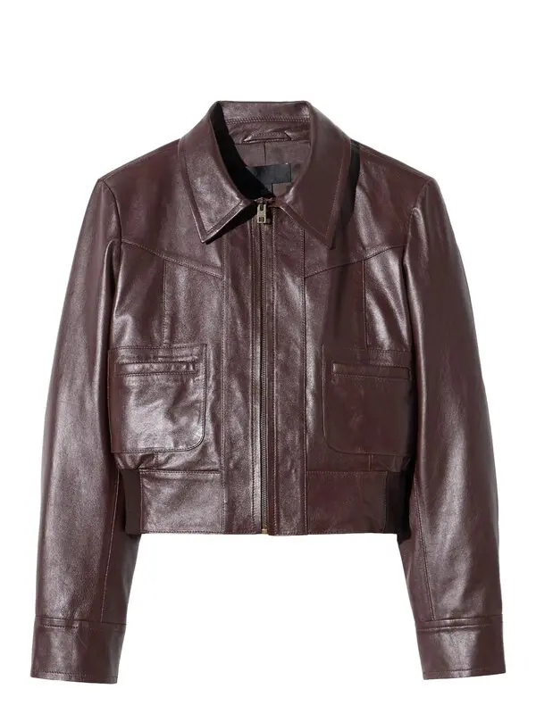 NILI LOTAN Leather Charly Jacket - Burgundy