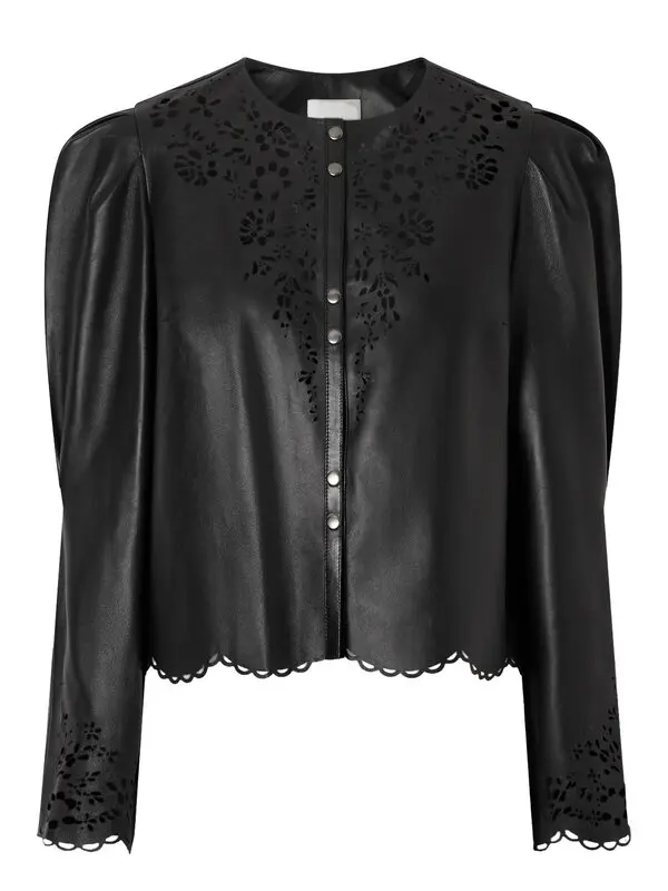 Isabel Marant Nerida Laser-cut Leather Jacket - Black
